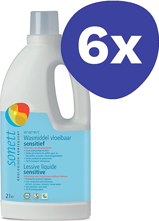 Sonett Vloeibaar Wasmiddel Sensitive (6x 2L) | bol