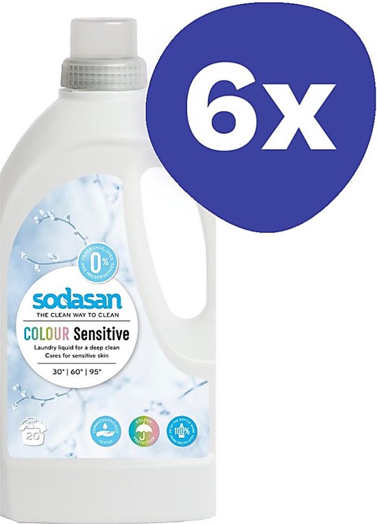 Sodasan Vloeibaar Wasmiddel Sensitive voor Gekleurde Was (6x 1,5L) | bol