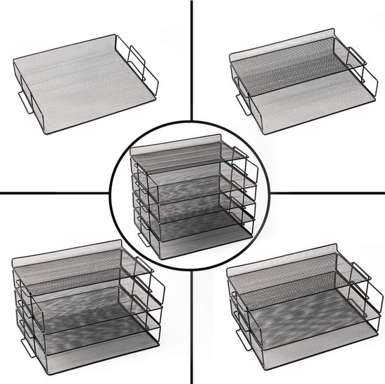 Stapelbare brievenbak met 4 niveaus, stapelbaar met bureaustandaard ...