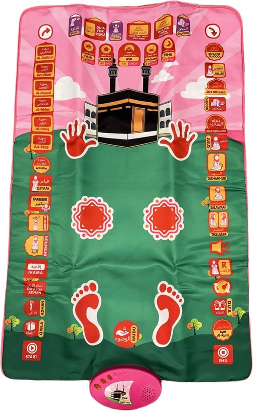 SALAH MAT Roze - Interactief gebedskleed - Kinder gebedskleed - Leren ...