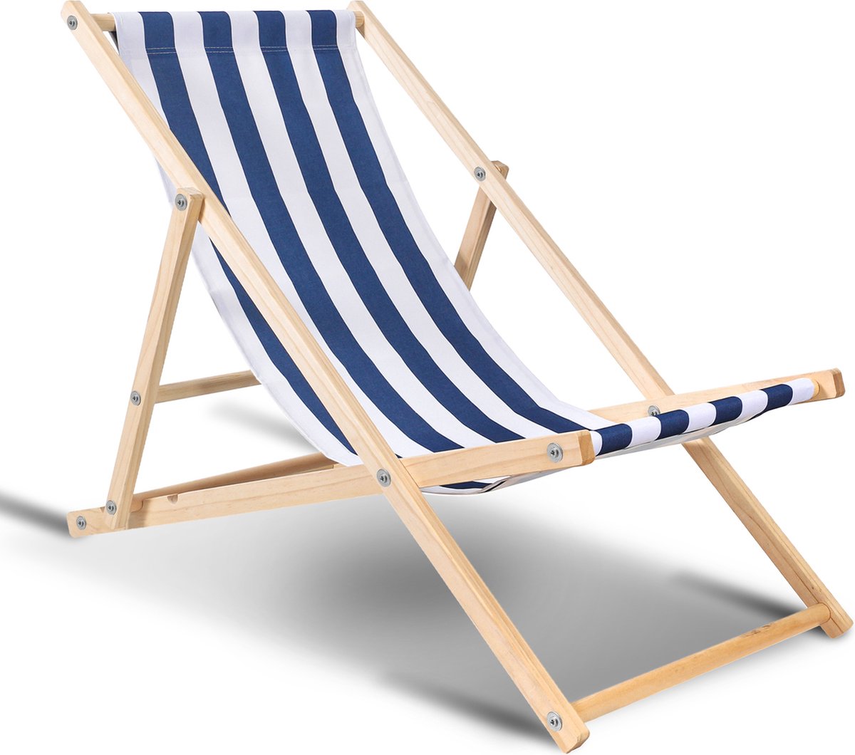 Ligstoel Schommel Ligstoel Opvouwbaar Strandligstoel Balkon Ligstoel Hout Blauw | bol