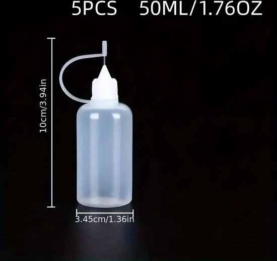 5 Stuks 50ML Knijpflessen Naaldfles Naaldpunt PE Lijm Applicator Fles Ambachtelijke... | bol
