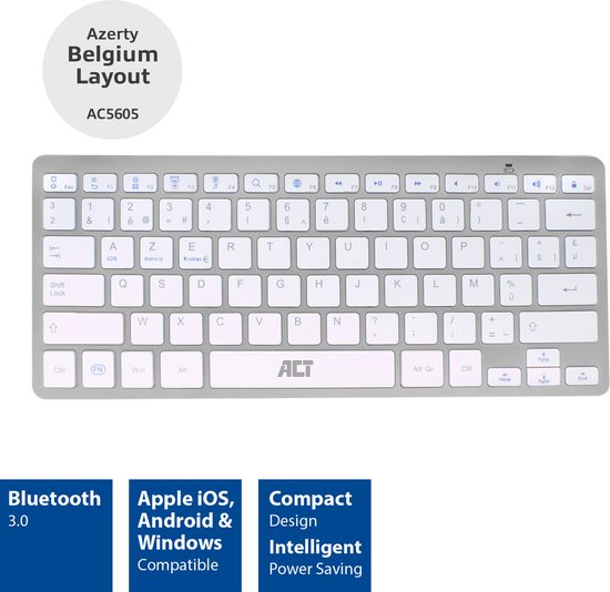 ACT AC5605 Multimedia Toetsenbord Bluetooth | Azerty/BE layout | iOS ...