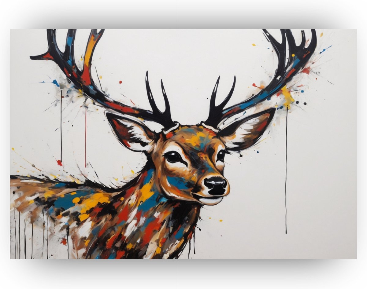 Hert Pollock stijl schilderij - Hert glasschilderij - Glasschilderij ...