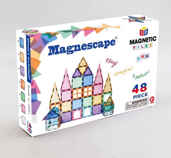 Magnetisch bouwspeelgoed -Magnescape Magentic Tiles - 48 stuks ...