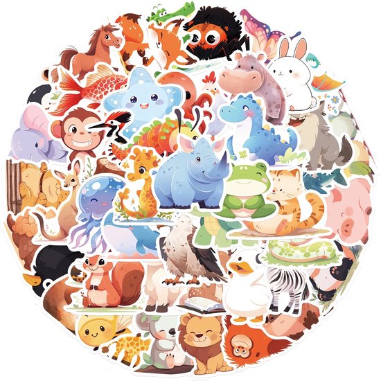 Lieve Dieren Stickers 50 Stuks | Animals Stickers | Aap | Leeuw | Paard | Konijn |... | bol
