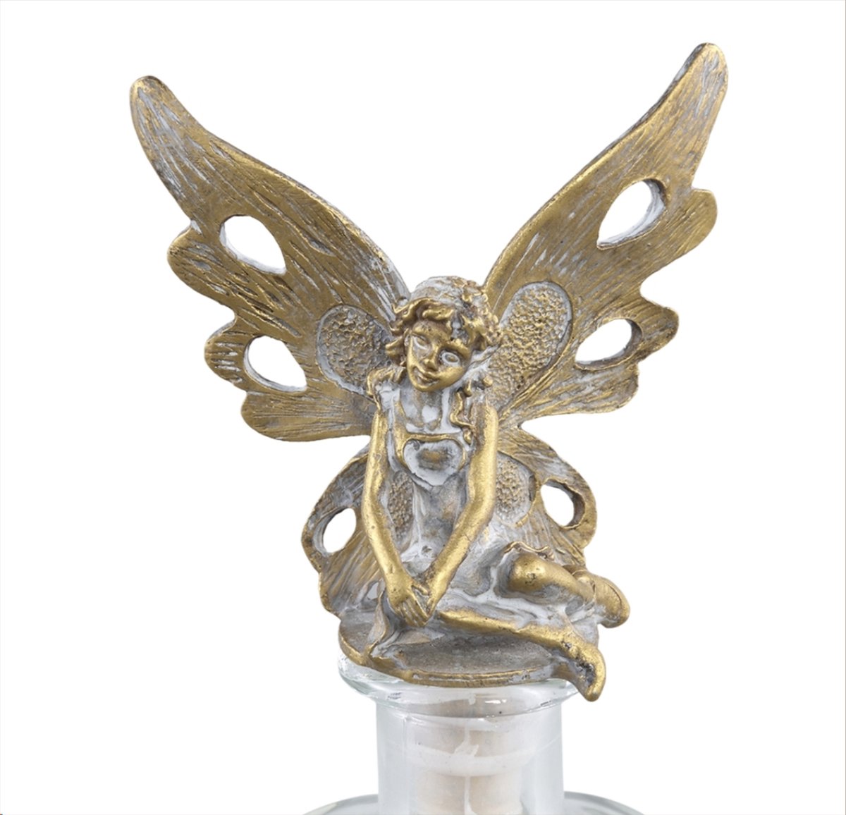 PTMD fles Fayan engel goudkleurig 14 cm. Herinnering- overlijden- engel ...