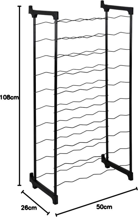 wijnflessen, vrijstaand, flessenrek met glashouders, voor keuken, bar ...
