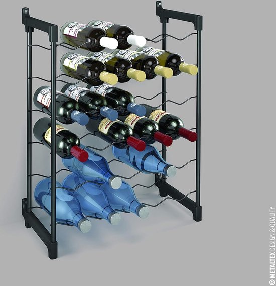 wijnflessen, vrijstaand, flessenrek met glashouders, voor keuken, bar ...