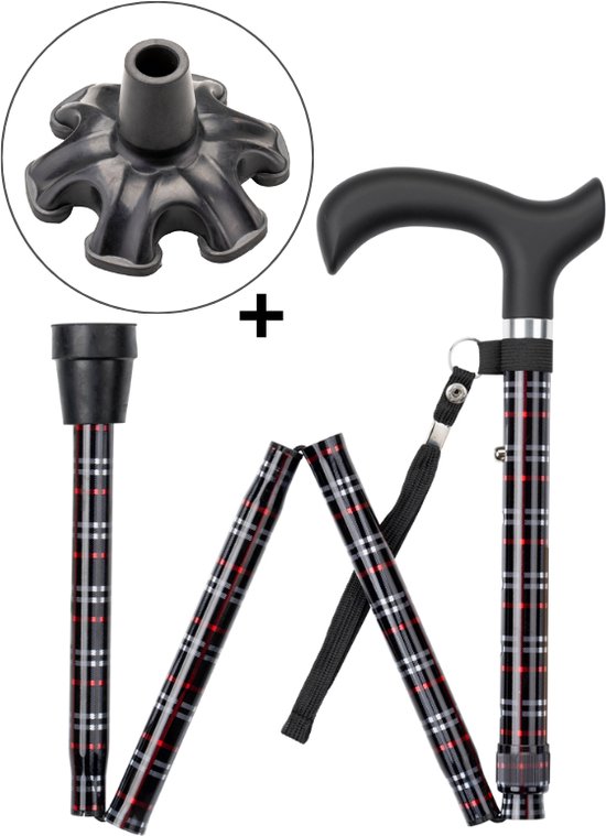 Wandelstok opvouwbaar Geruit met ergonomisch comfort handvat en ...