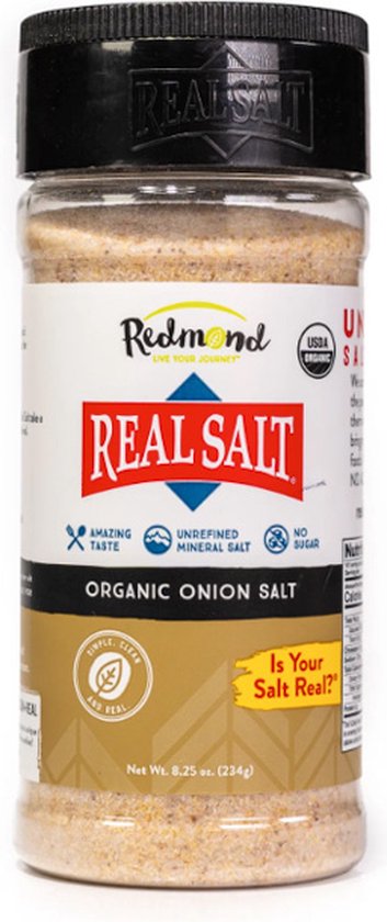 Real Salt | Seasonings | Organic Onion Salt 234g | 1 x 234 gram | bol