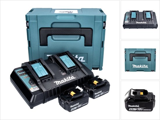 Makita Power Source Kit 18 V met 2x BL 1840 B accu 4.0 Ah ( 2x 197265-4 ) + DC 18 RD... | bol