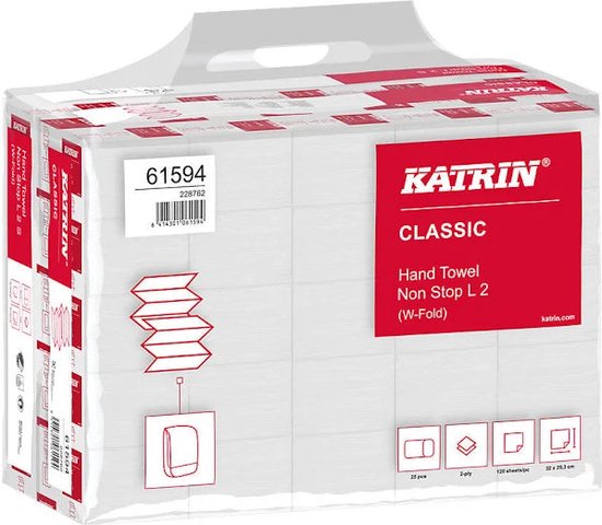 Handdoek katrin w-vouw clas 2lgs 20.3x32cm 120st | Pak a 25 stuk | bol