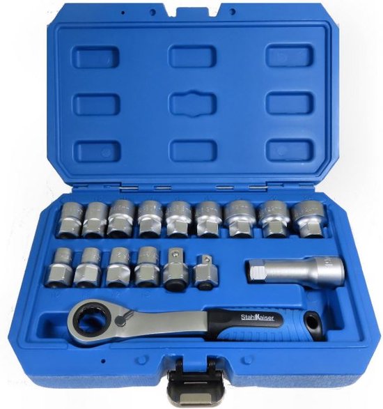 17- delige doorsteek doppen set met ratel | bol