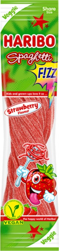 Haribo Spaghetti Fizz Strawberry - 200 gram - Snoep - Vegetarisch -Aardbei | bol