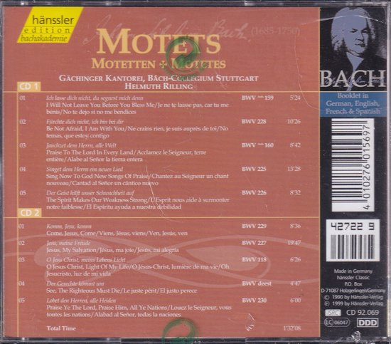 Motetten - Johann Sebastian Bach - Gächinger Kantorei Stuttgart; Bach ...