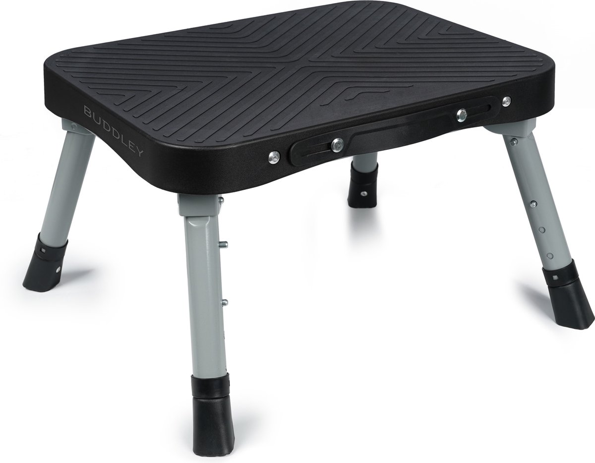 Opstapje Inklapbaar Staal - Verstelbaar - Zwart - Opstapkrukje metaal ...