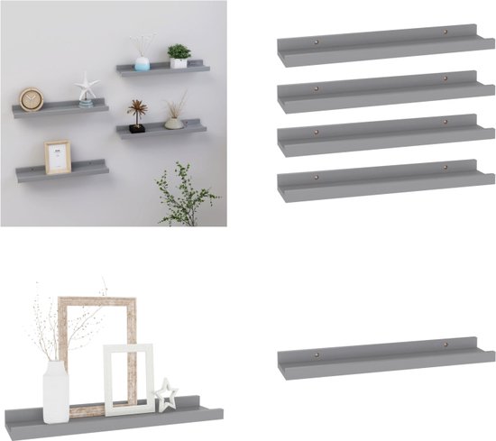 vidaXL Wandschappen 4 st 40x9x3 cm grijs - Plank - Planken - Schap - Schappen | bol