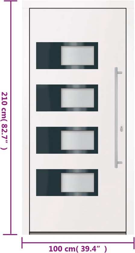 vidaXL Voordeur 100x210 cm aluminium en PVC wit - Voordeur - Voordeuren ...