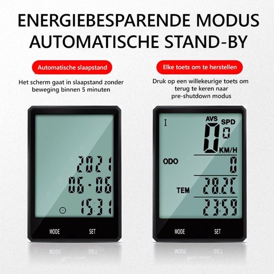 Kilometerteller Fiets Draadloos - Fietscomputer Waterdicht - KM Teller ...