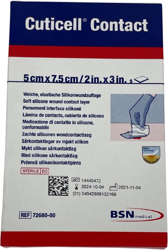 Voordeelverpakking 2 X Cuticell Contact Siliconen Wondcontactlaag 7,5cm ...