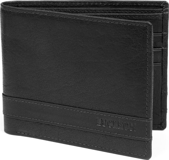 Lucleon Montreal Luxe zwarte leren RFID portemonnee voor heren | bol