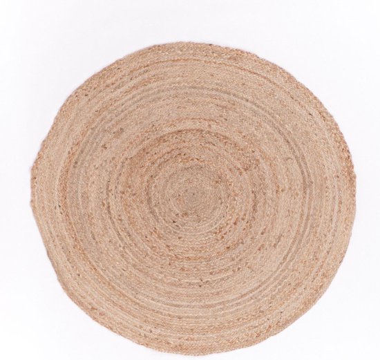 Tapijt rond van jute Indies - Beige - 120x120 cm | bol