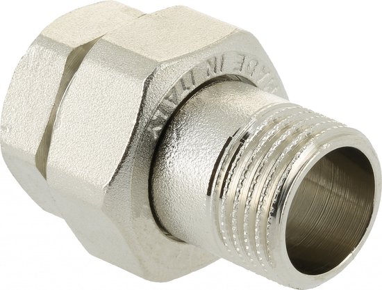 Bonfix 3-delige rechte koppeling - Messing 1/2 - binnendraad x buitendraad | bol