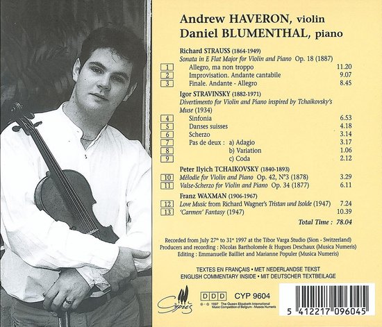 Andrew Haveron & daniel Blumenthal - Sonata In E Flat For Violin And Piano (CD),... | bol
