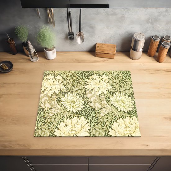 KitchenYeah® Inductie beschermer 58.3x51.3 cm - Rozen - Bloemen - Groen ...