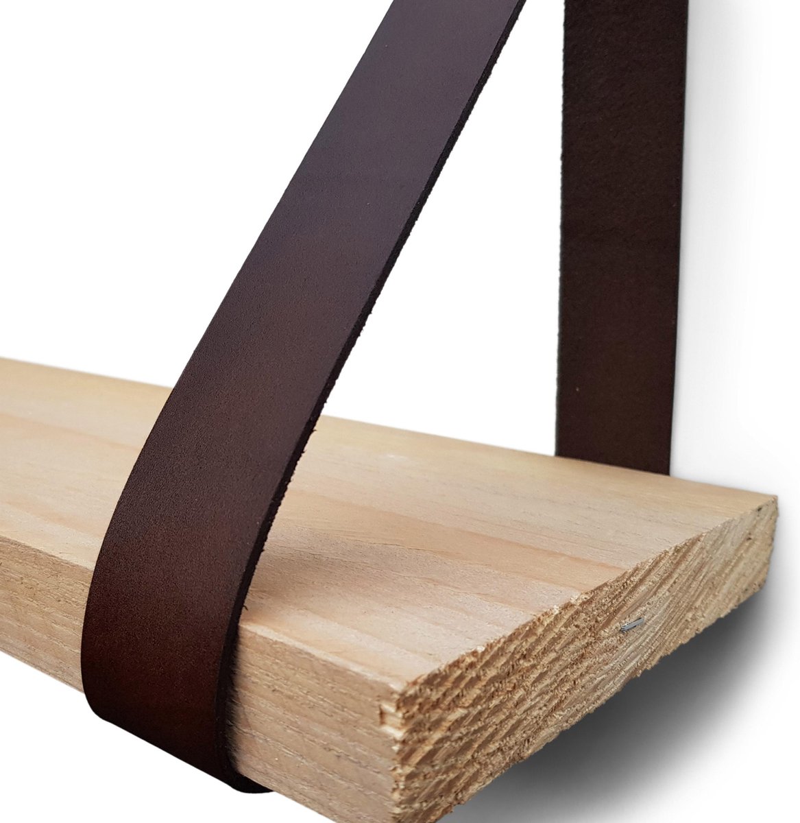 Leren plankdragers - Bruin - 4 stuks - Echt leer - Bruine ...