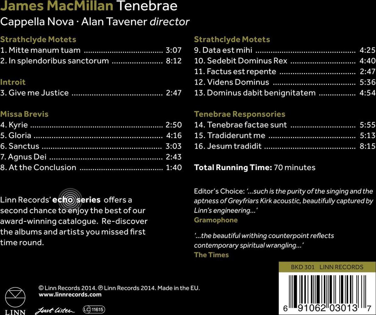 Alan Cappella Nova, Alan Tavener - MacMillan: Tenebrae (CD), Alan ...