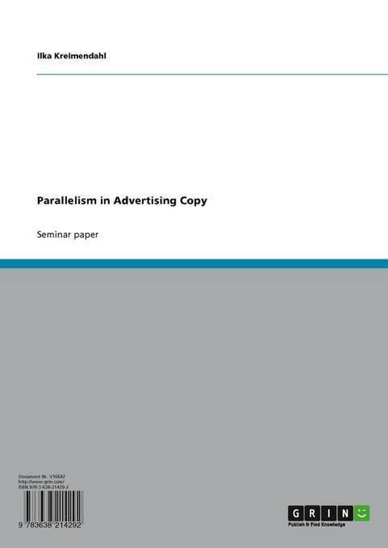 Parallelism in Advertising Copy (ebook), Ilka Kreimendahl ...