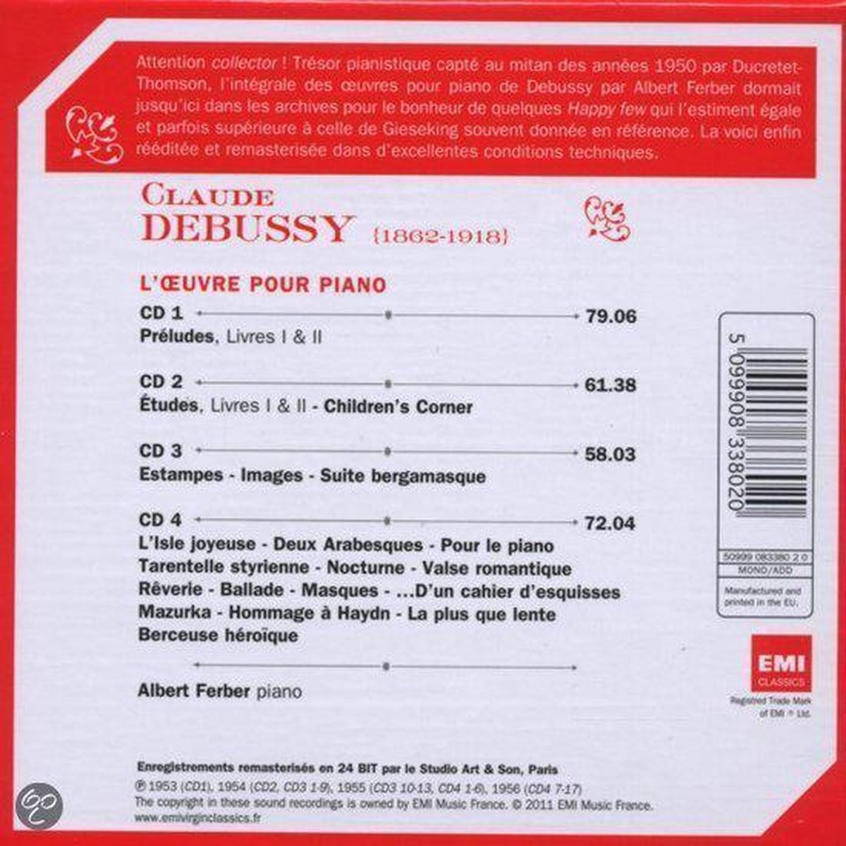 Debussy Oeuvres Pour Piano, Albert Ferber | CD (album) | Musique | bol.com