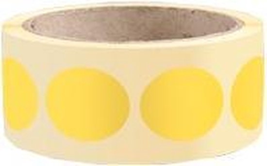 Ronde gele markeringsstickers - zelfklevend papier - 500 stuks op rol Ø ...