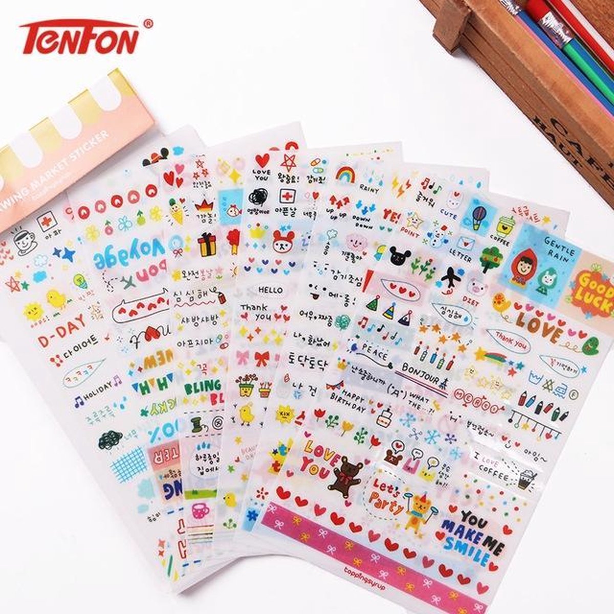 Kawaii stickers - Japanse sticker vellen met teksten en schattige ...