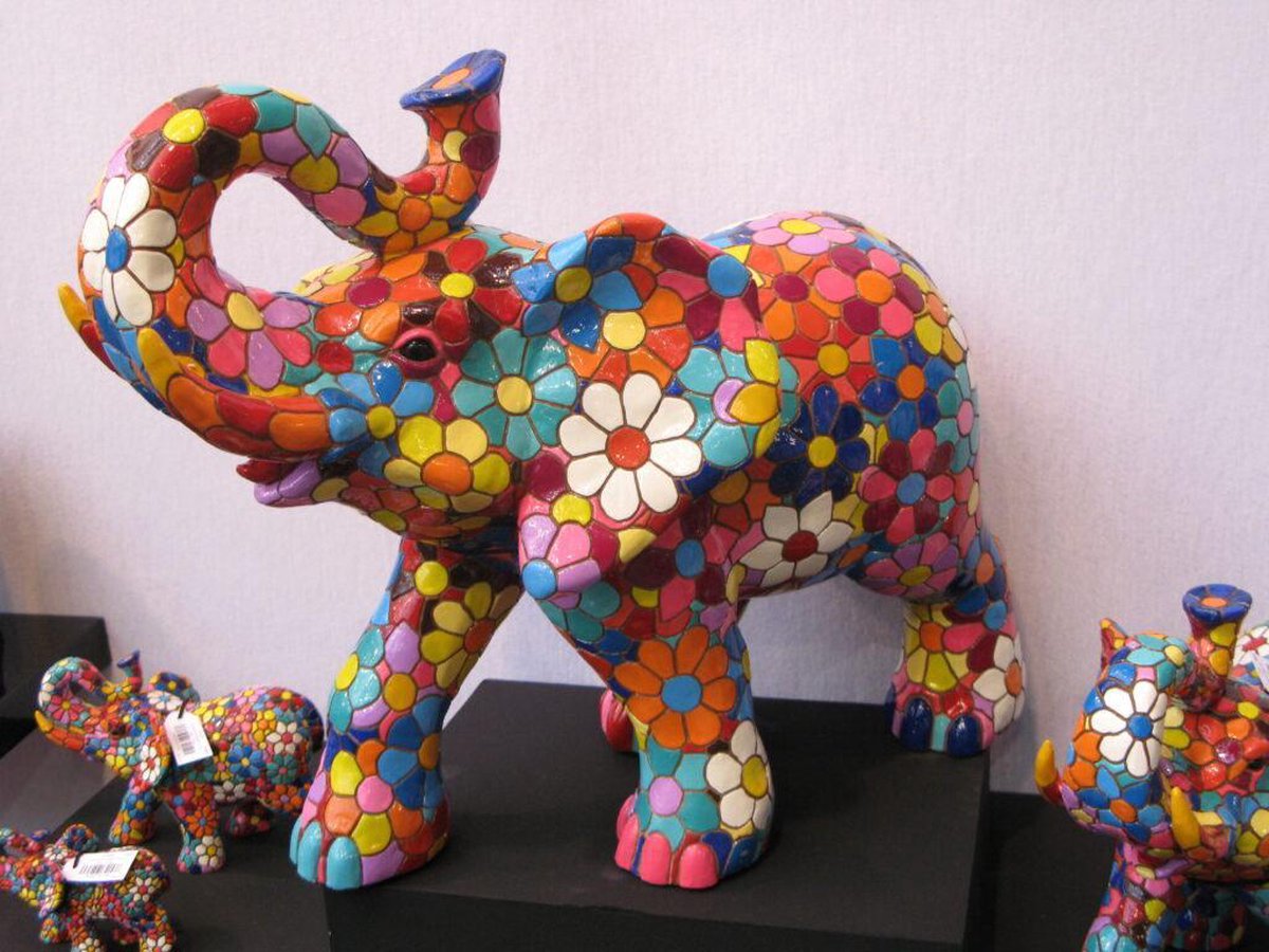 Barcino design barcelona mozaiek olifant in bloemdesign 50 cm | bol.com