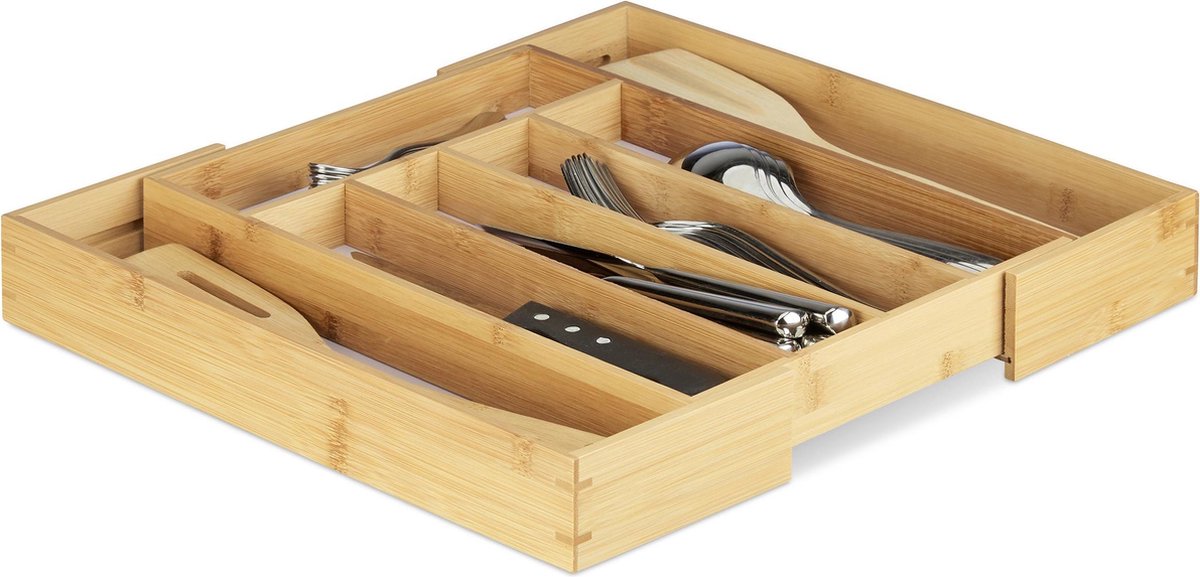 bol.com | relaxdays bestekbak bamboe uitschuifbaar - 5 tot 7 vakken ...