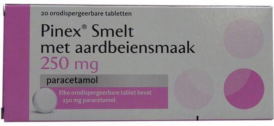 Pinex Paracetamol Smelttablet Aardbei 250mg 20st | bol
