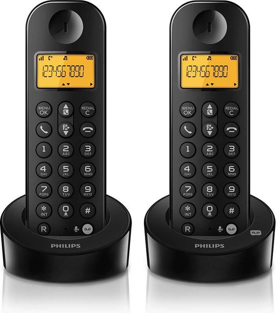 Philips D1252 - Duo DECT telefoon met antwoordapparaat - Zwart | bol.com