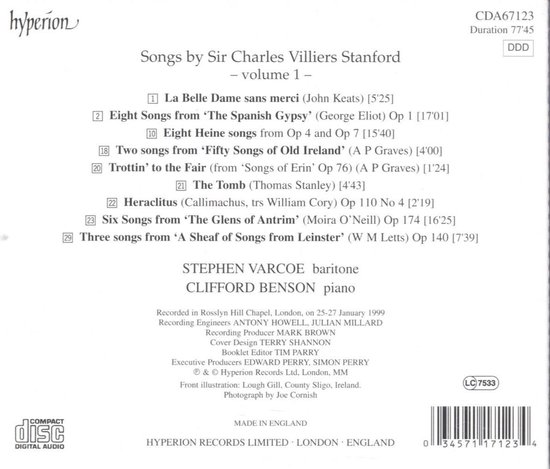 Stanford: Songs Vol 1 / Stephen Varcoe, Clifford Benson, Stephen Varcoe ...