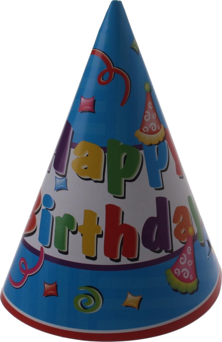 Non-branded Feesthoed Happy Birthday 6 Stuks 17 Cm Blauw | bol.com