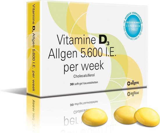 Allgen Vitamine D3 5600 IE - 3x30 tabletten (soft chews) | bol