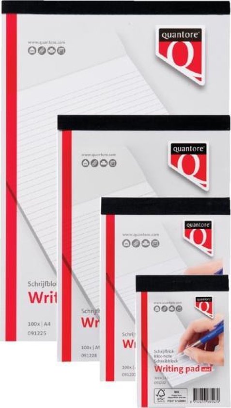 Schrijfblok Notitieblok Quantore Basic A4 Lijn 100 vel - 60Gram | bol