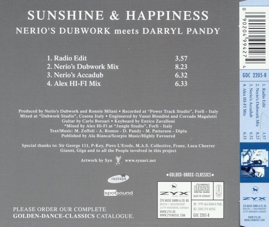 Sunshine & Happiness, Nerio's Dubwork Featuring Darryl Pandy | CD ...
