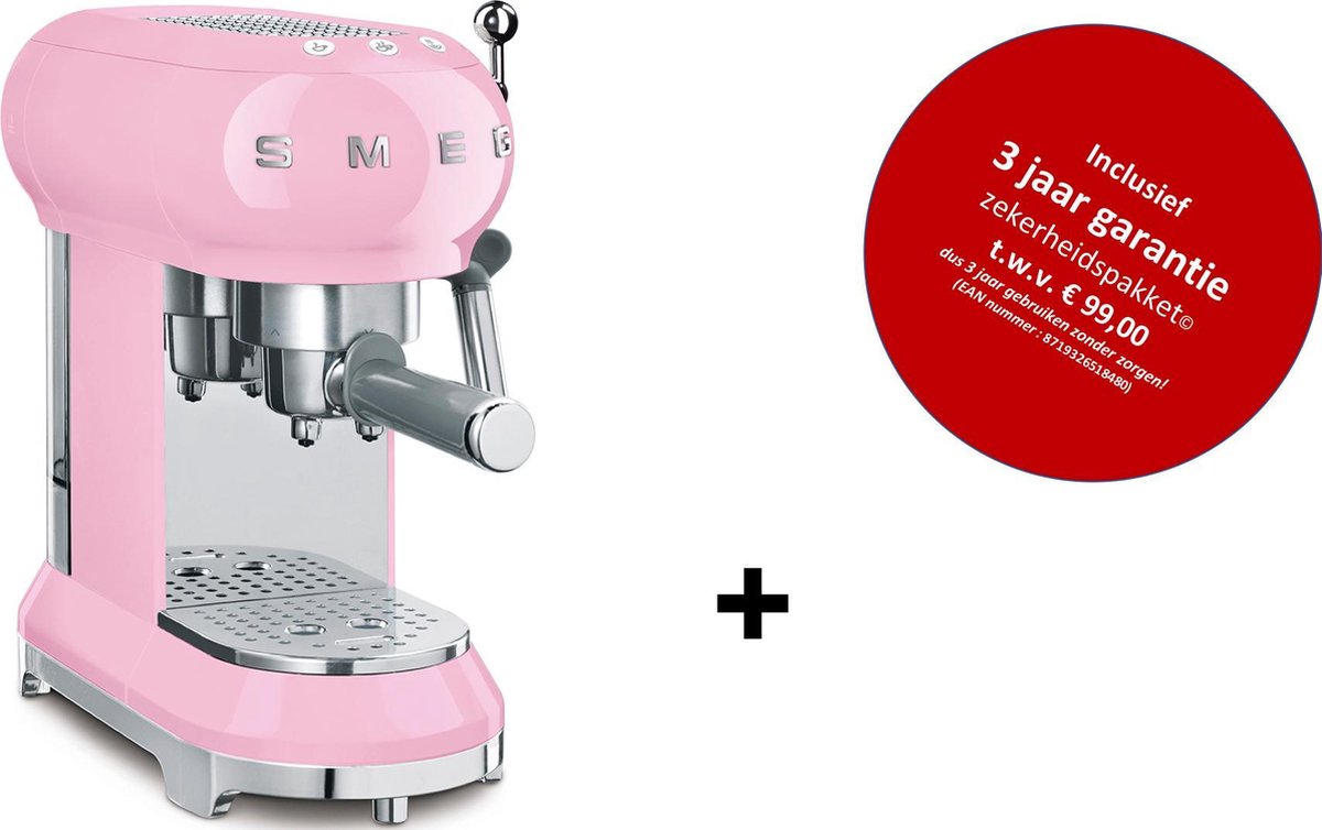 Smeg - ECF01PKEU MkIII - Machine à expresso - Rose - avec trois ans de ...