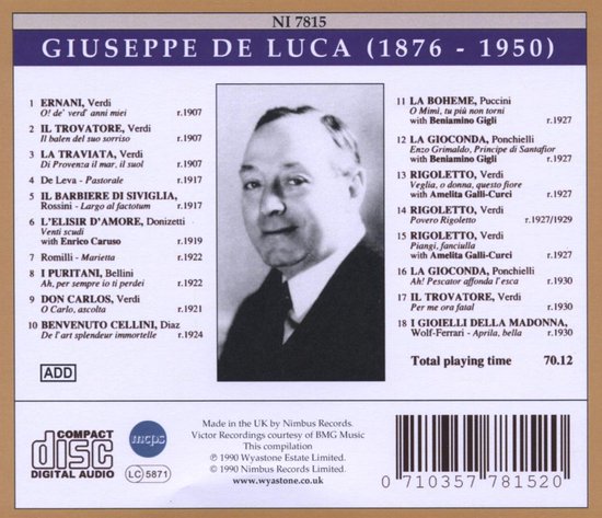 De Luca - Giuseppe De Luca (CD), De Luca | Muziek | bol