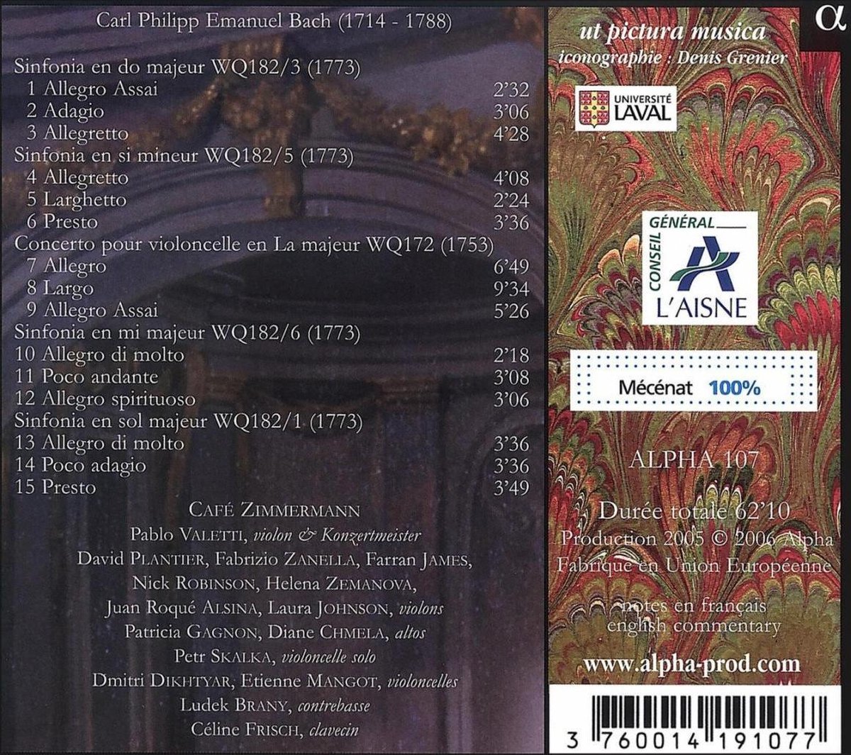 Symphonies & Concerto Violoncelle, Cafe Zimmermann | CD (album ...