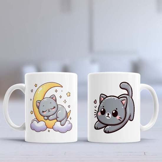 Mok Sunny & Cloud - Cats - Gift - Cadeau - CatLovers - Meow - KittyLove - Katten -... | bol