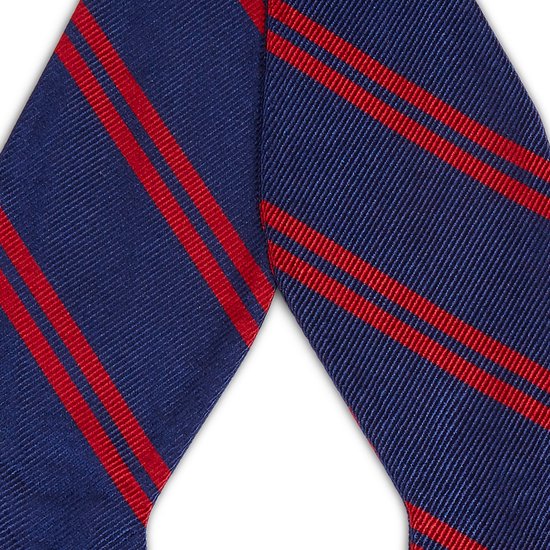 Marineblauwe Zijden Zelfbinder Vlinderdas met Rode Dubbele Streep | bol